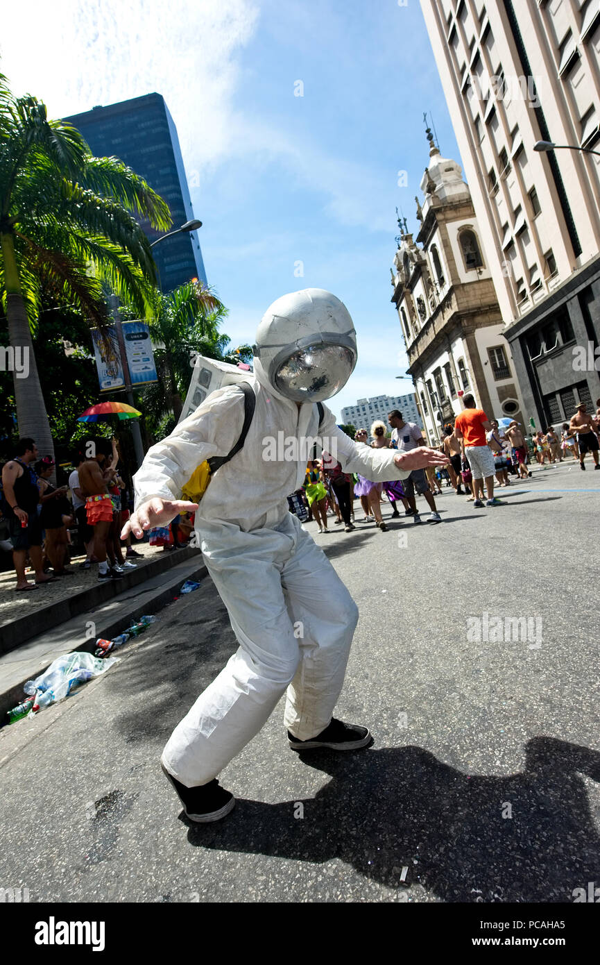 South America, Brazil - February 11, 2018: A reveller performs during ...