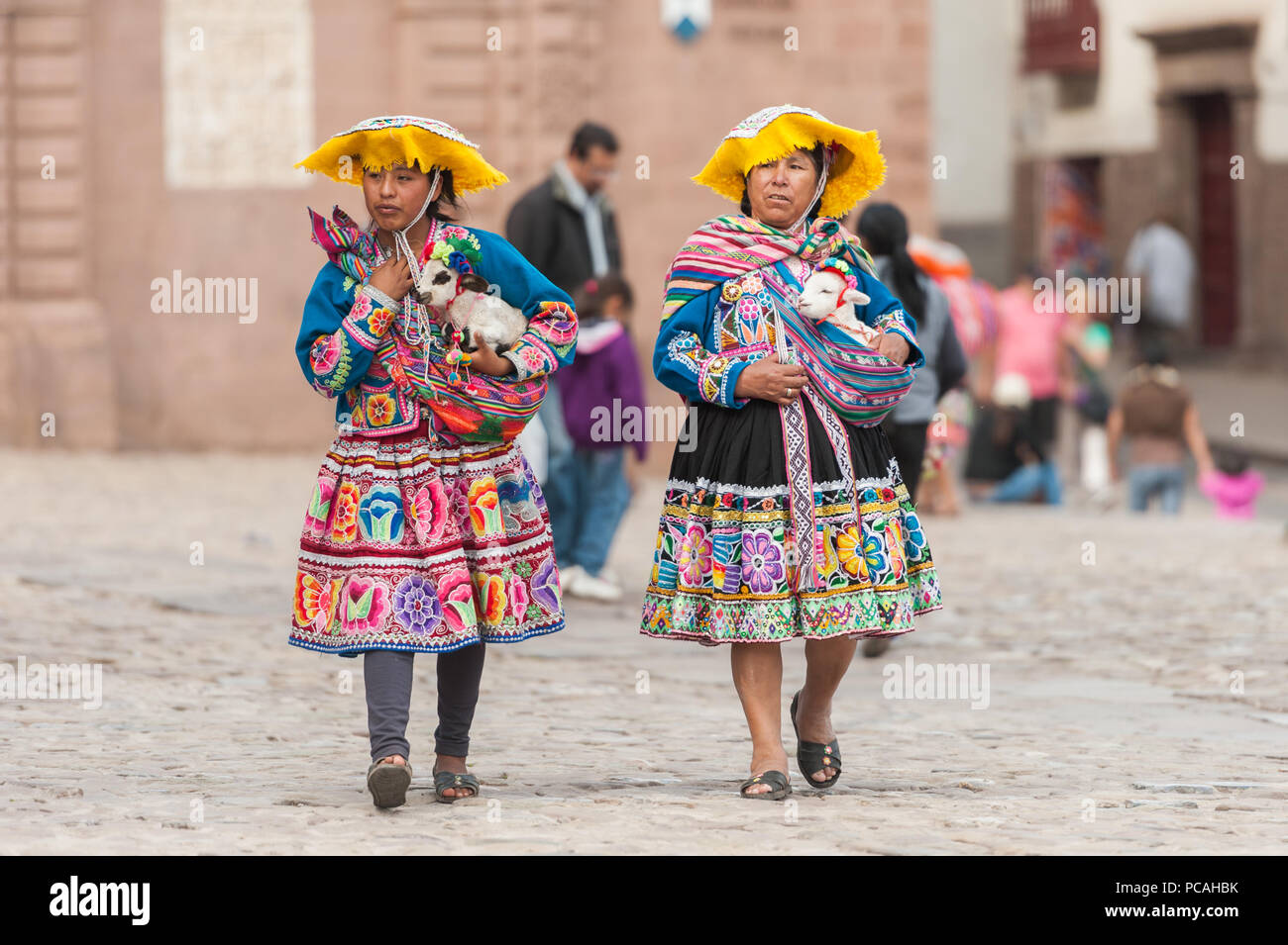 April 21, 2014 - Cusco, Peru. Group of indigenous women posing with ...