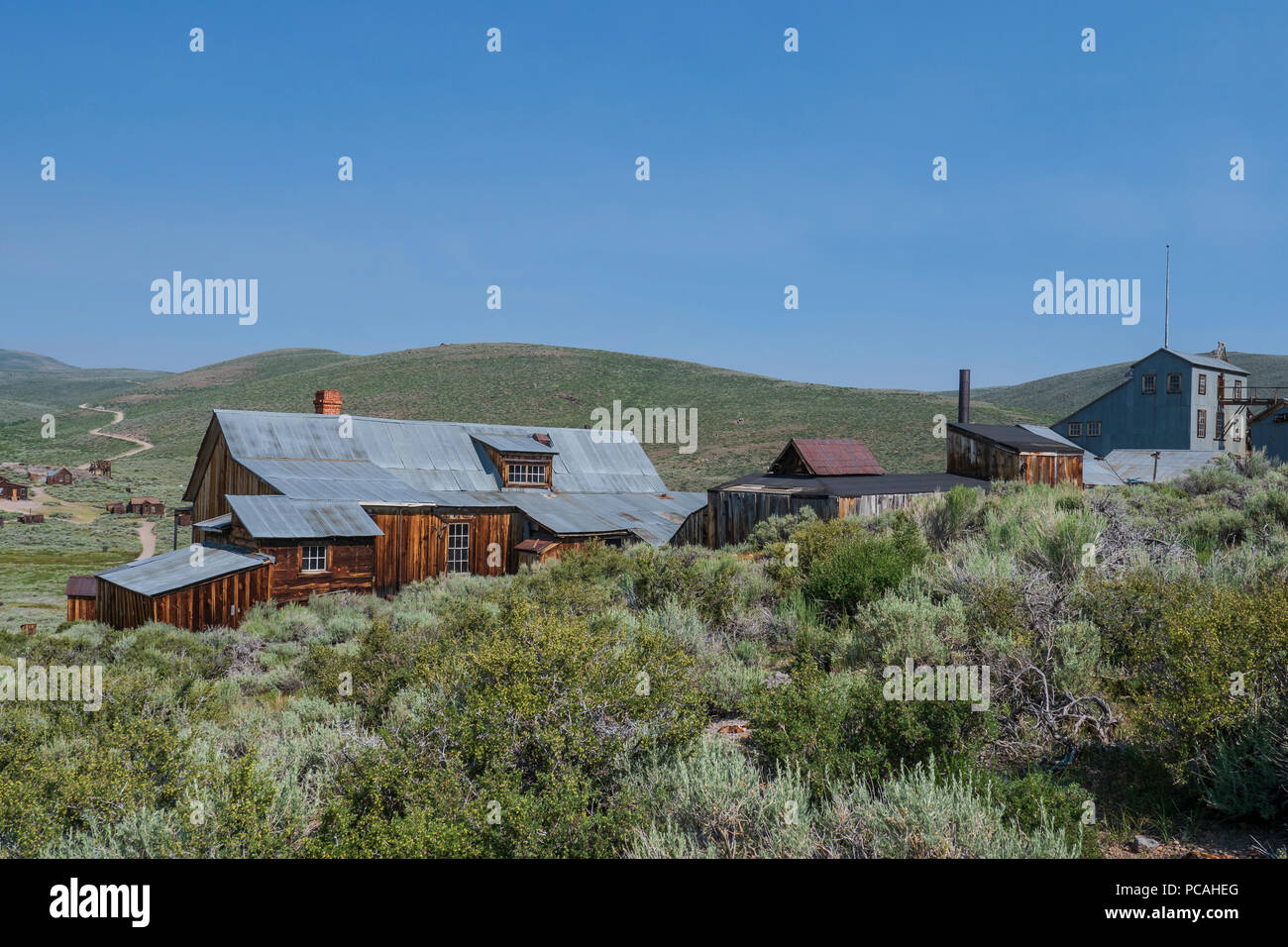 Wooden and tin mine buildings, Bodie ghost town, Bodie State Historic ...