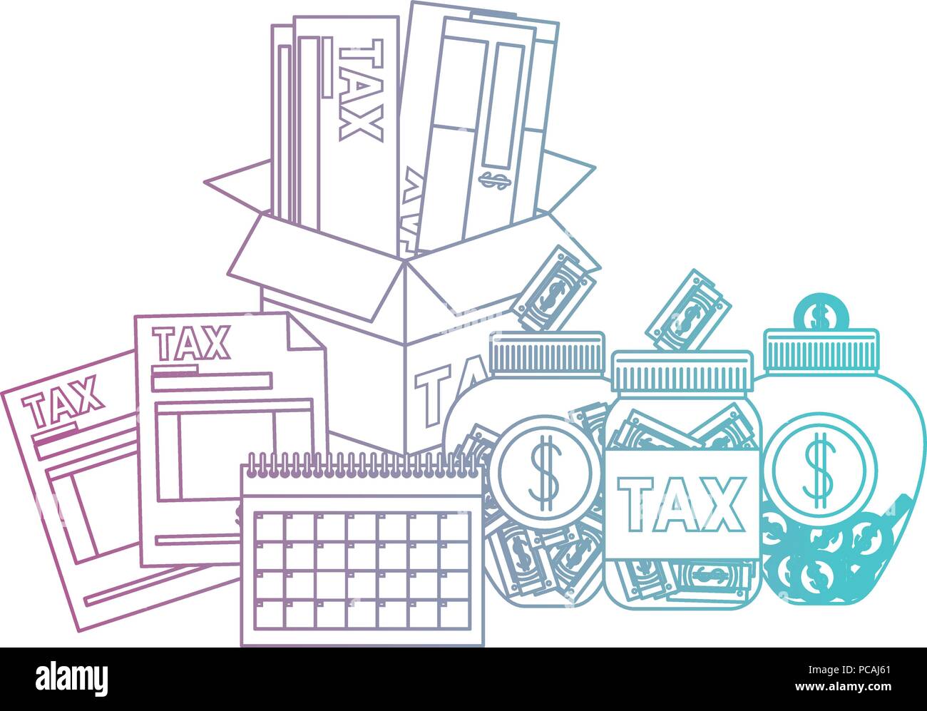 box carton taxes with set icons Stock Vector Image & Art - Alamy