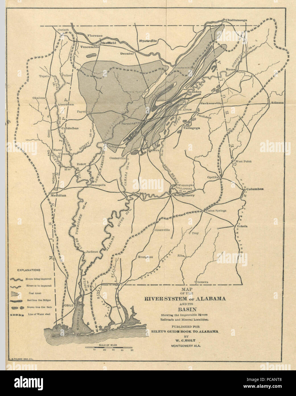 AL1887 pg225 Map River System of Alabama Stock Photo - Alamy