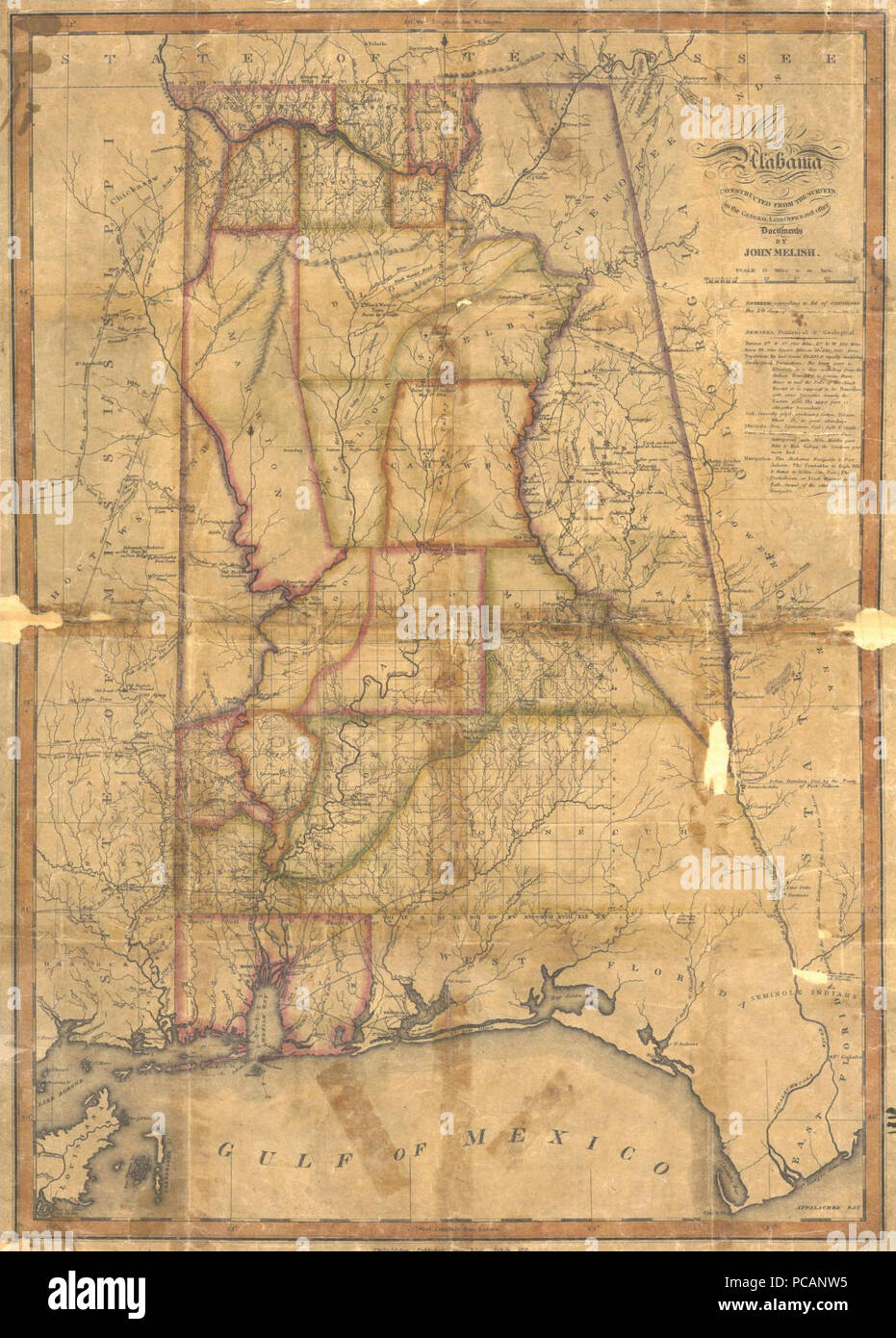 Alabama counties 1818 Stock Photo - Alamy
