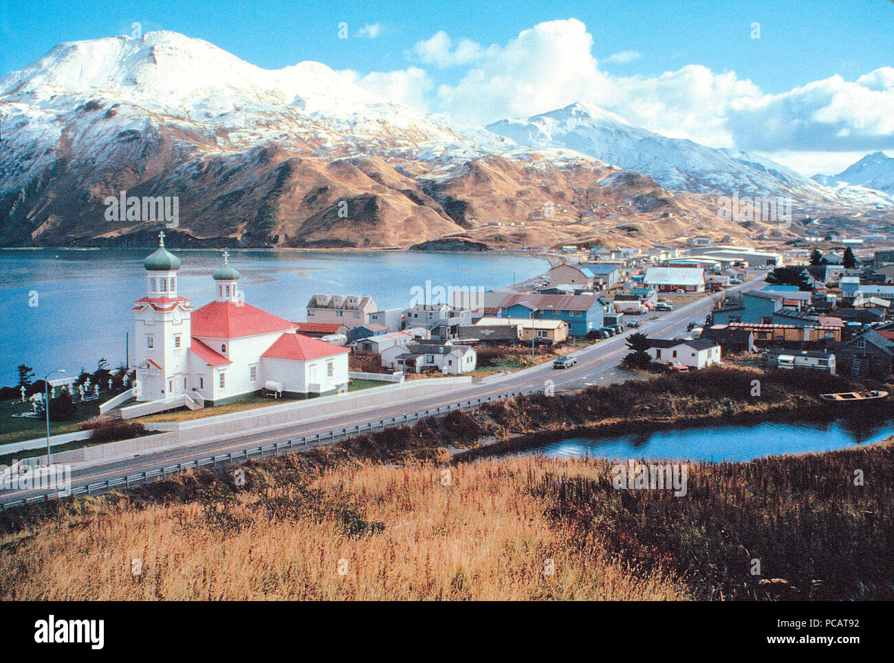 The red and green roof of a Russian-Orthodox-style church brings a spot ...