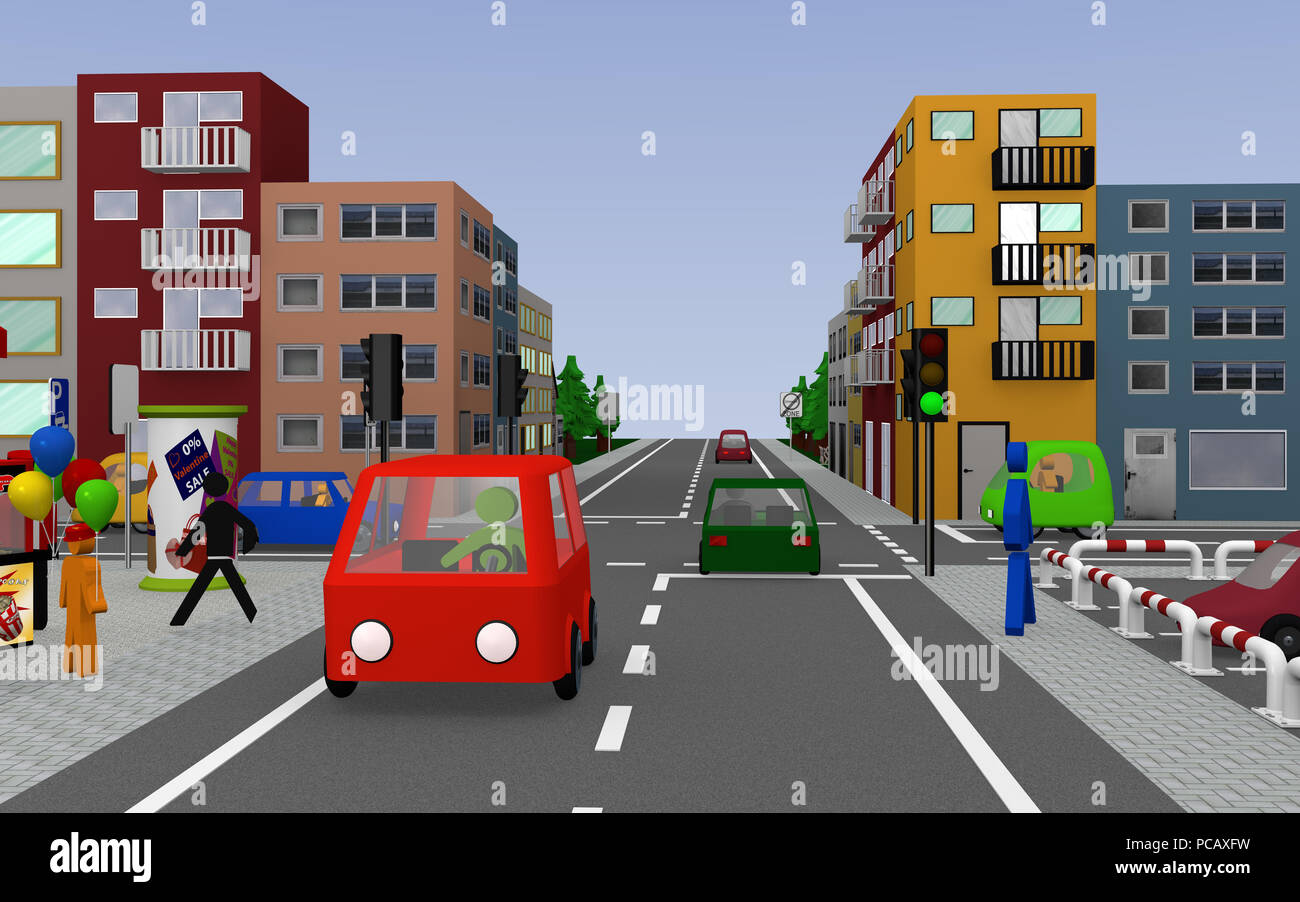 3d pedestrian crossing street hi-res stock photography and images - Alamy