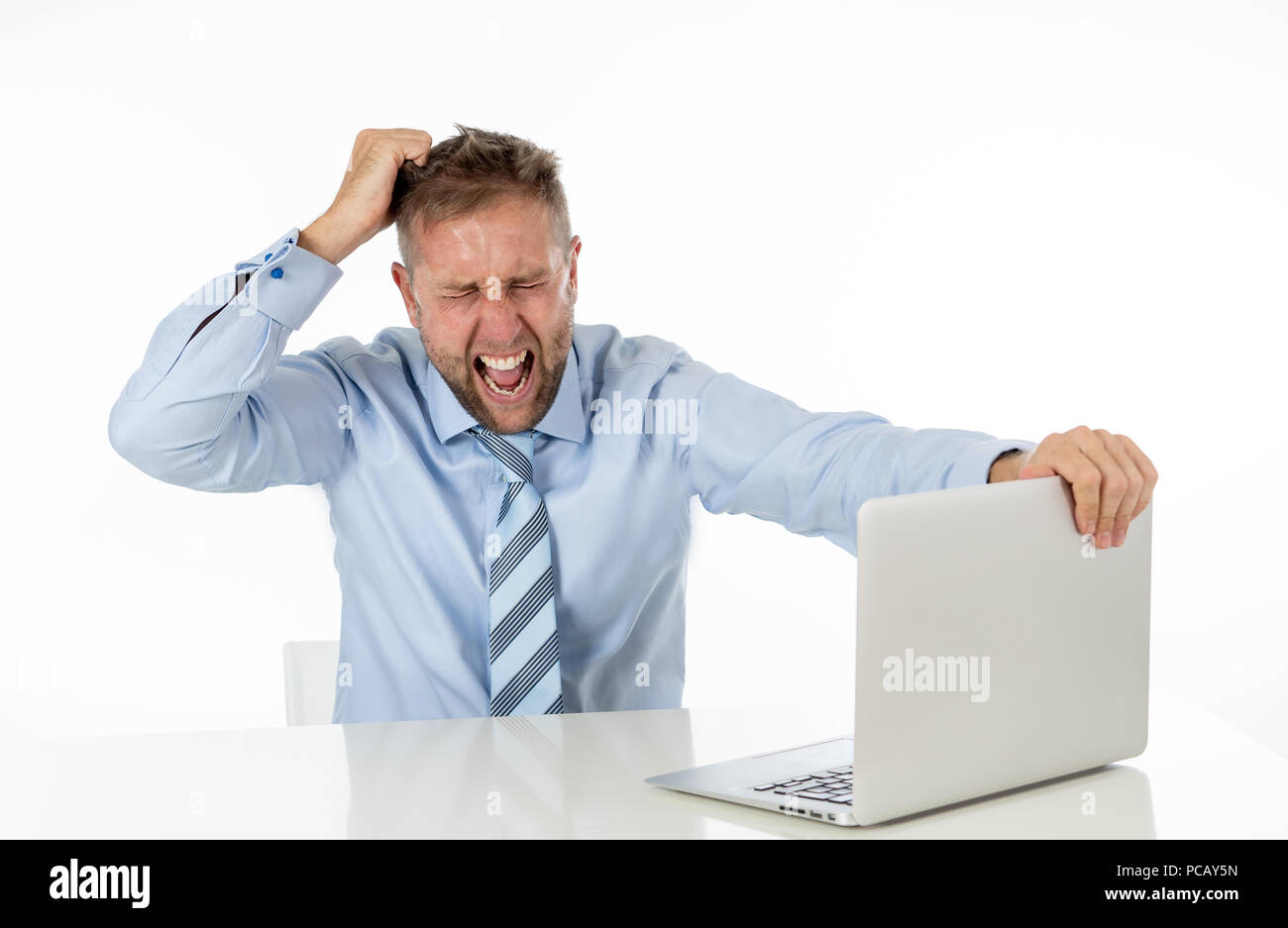 Business, people, deadline and technology concept - stressed ...