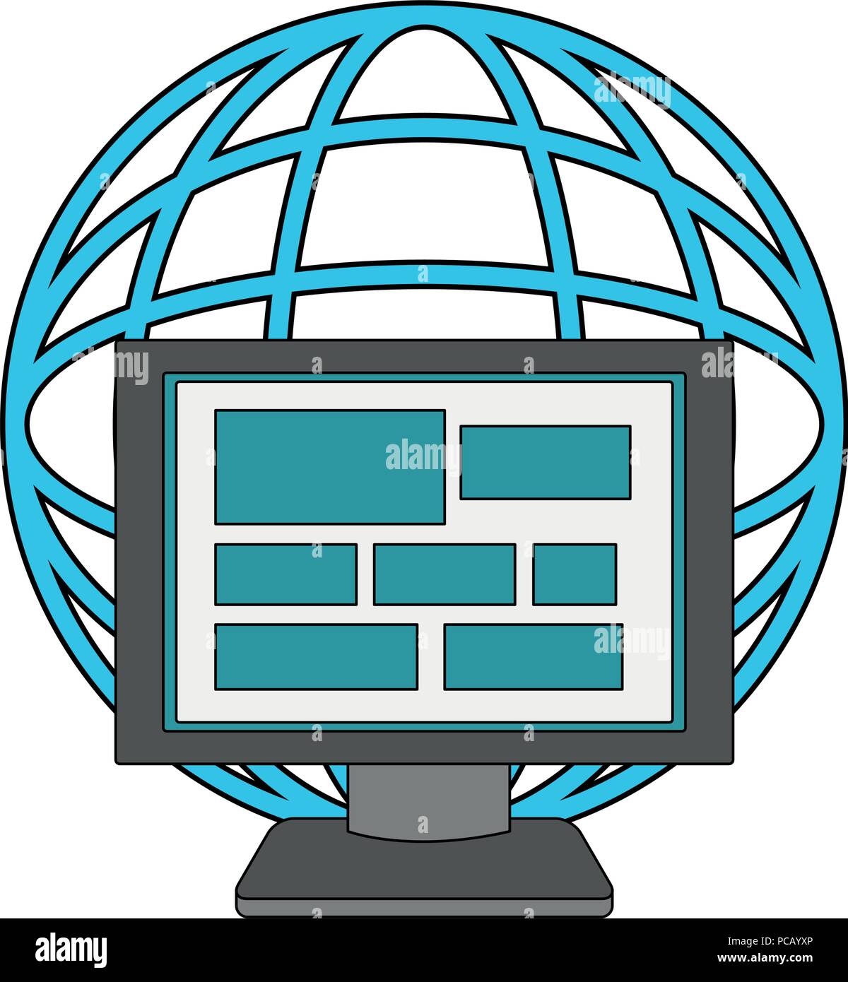 Computer screen with global sphere Stock Vector Image & Art - Alamy