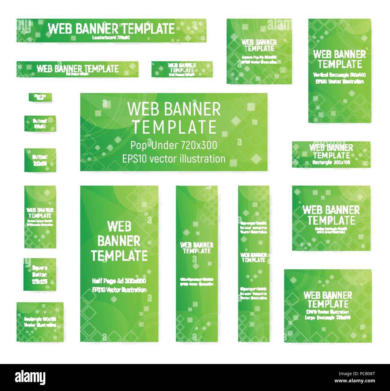 Green web banners. Standard size. Vector illustration. Design spring ...