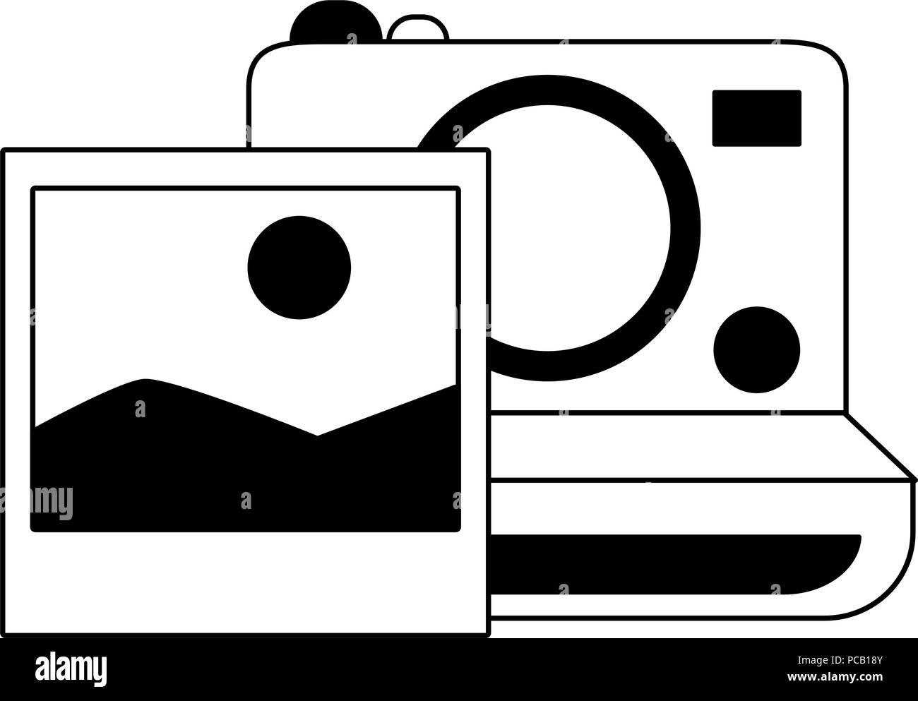 Insta camera with photo in black and white Stock Vector Image & Art - Alamy