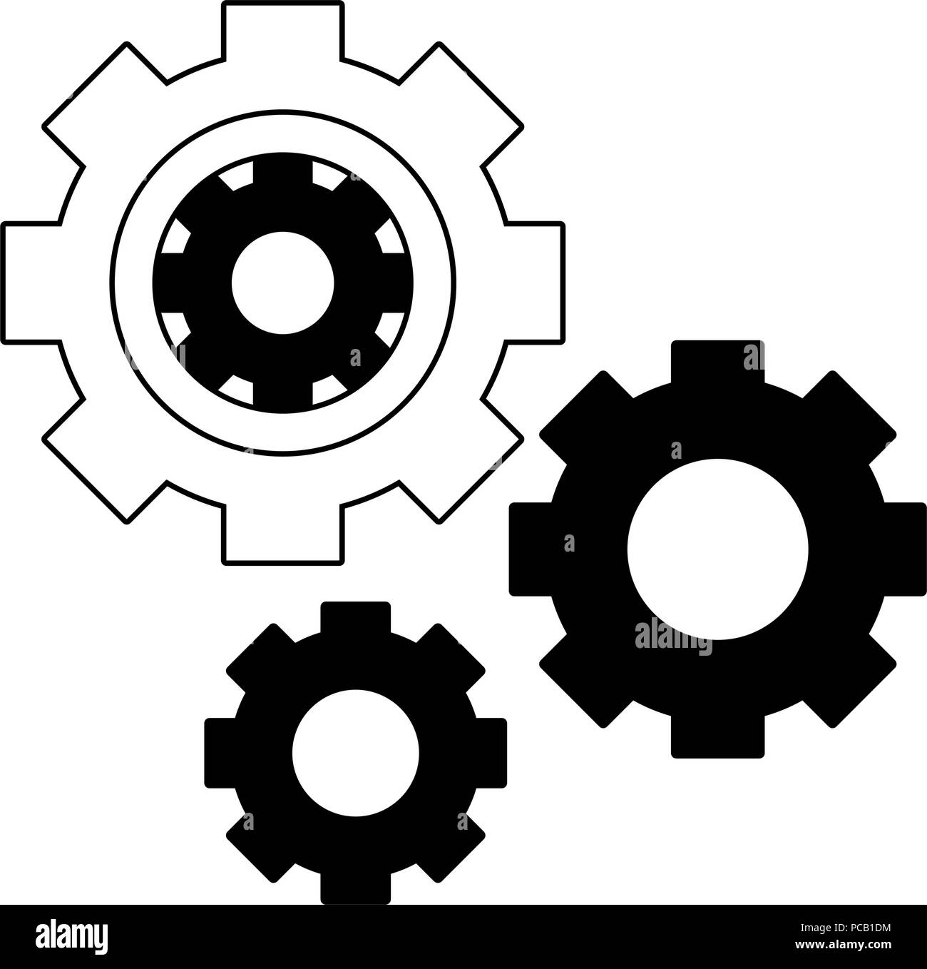 Gears working symbol in black and white Stock Vector Image & Art - Alamy