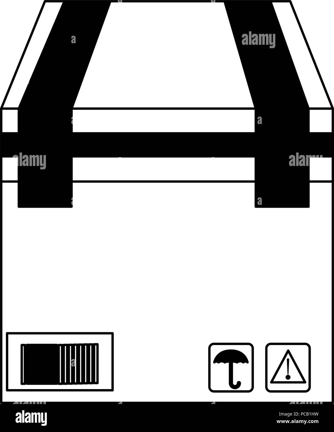 Cardboard delivery box in black and white Stock Vector Image & Art - Alamy