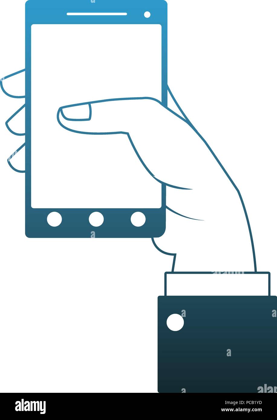 Hand with smartphone blue lines Stock Vector Image & Art - Alamy