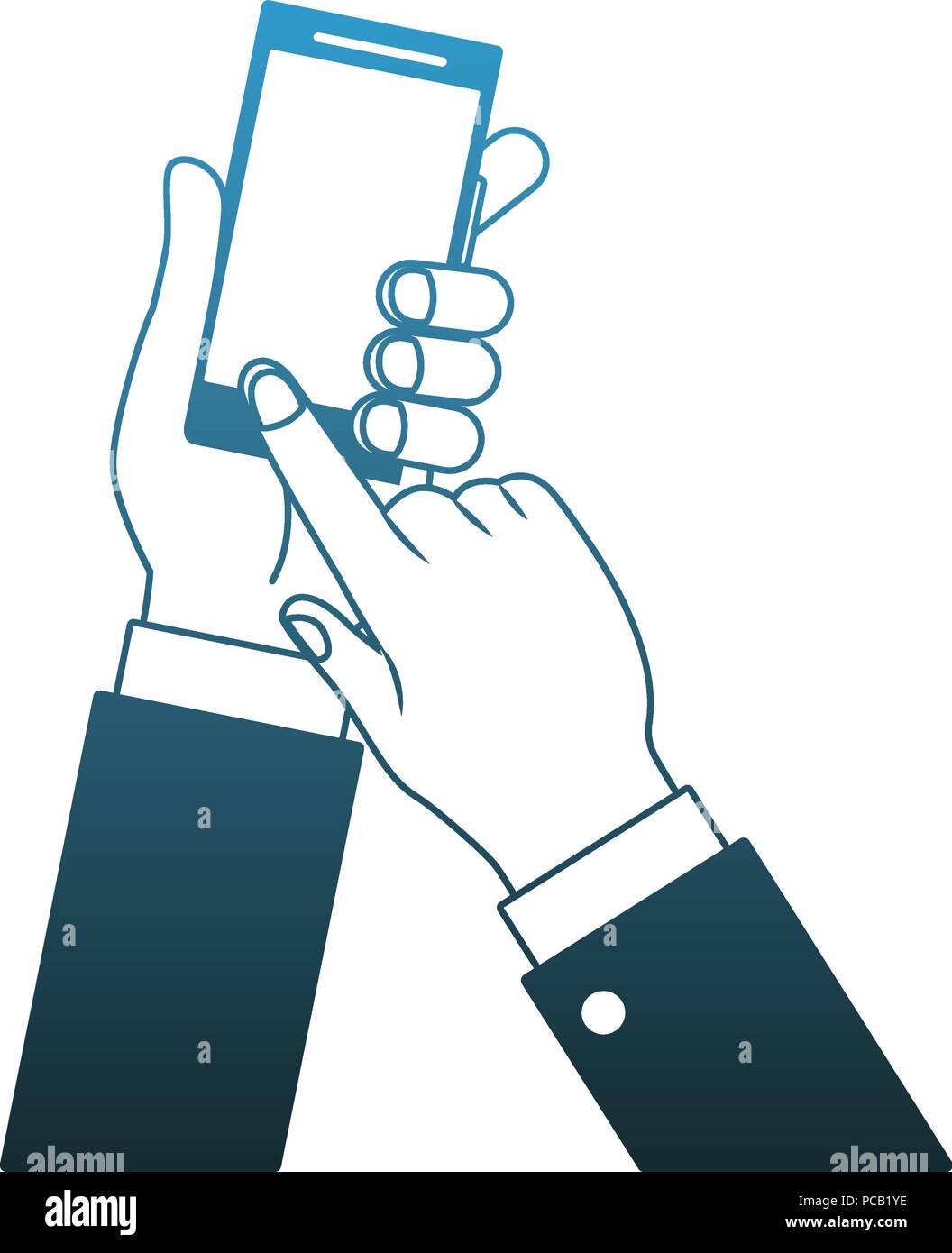Hand with smartphone blue lines Stock Vector Image & Art - Alamy