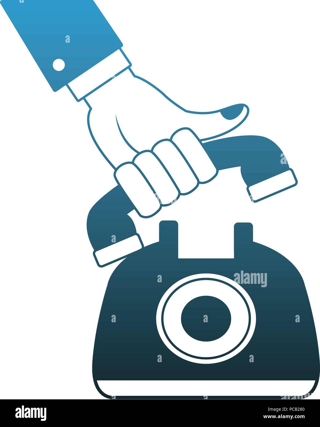 Hand holding vintage telephone blue lines Stock Vector Image & Art - Alamy
