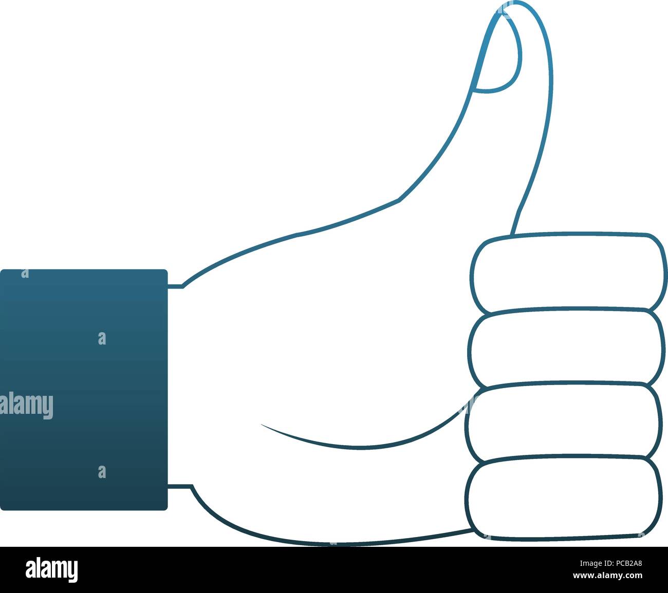 Thumb up hand sign blue lines Stock Vector Image & Art - Alamy