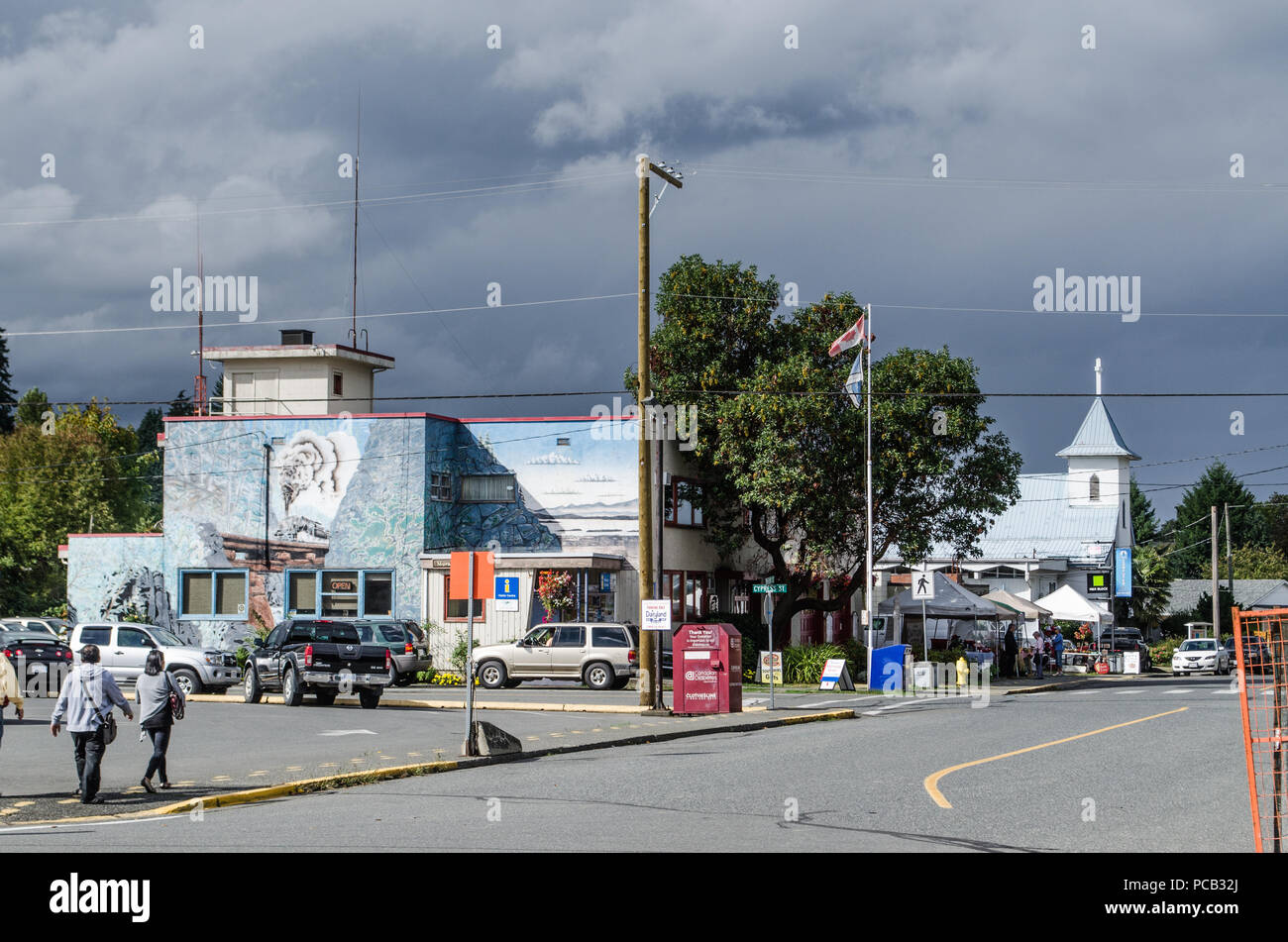 Chemainus, BC, Vancouver Island, Canada. The town has become a tourist ...