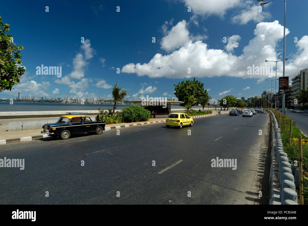 View of Marine Drive the Queen's Necklace, Mumbai on a clear day in ...