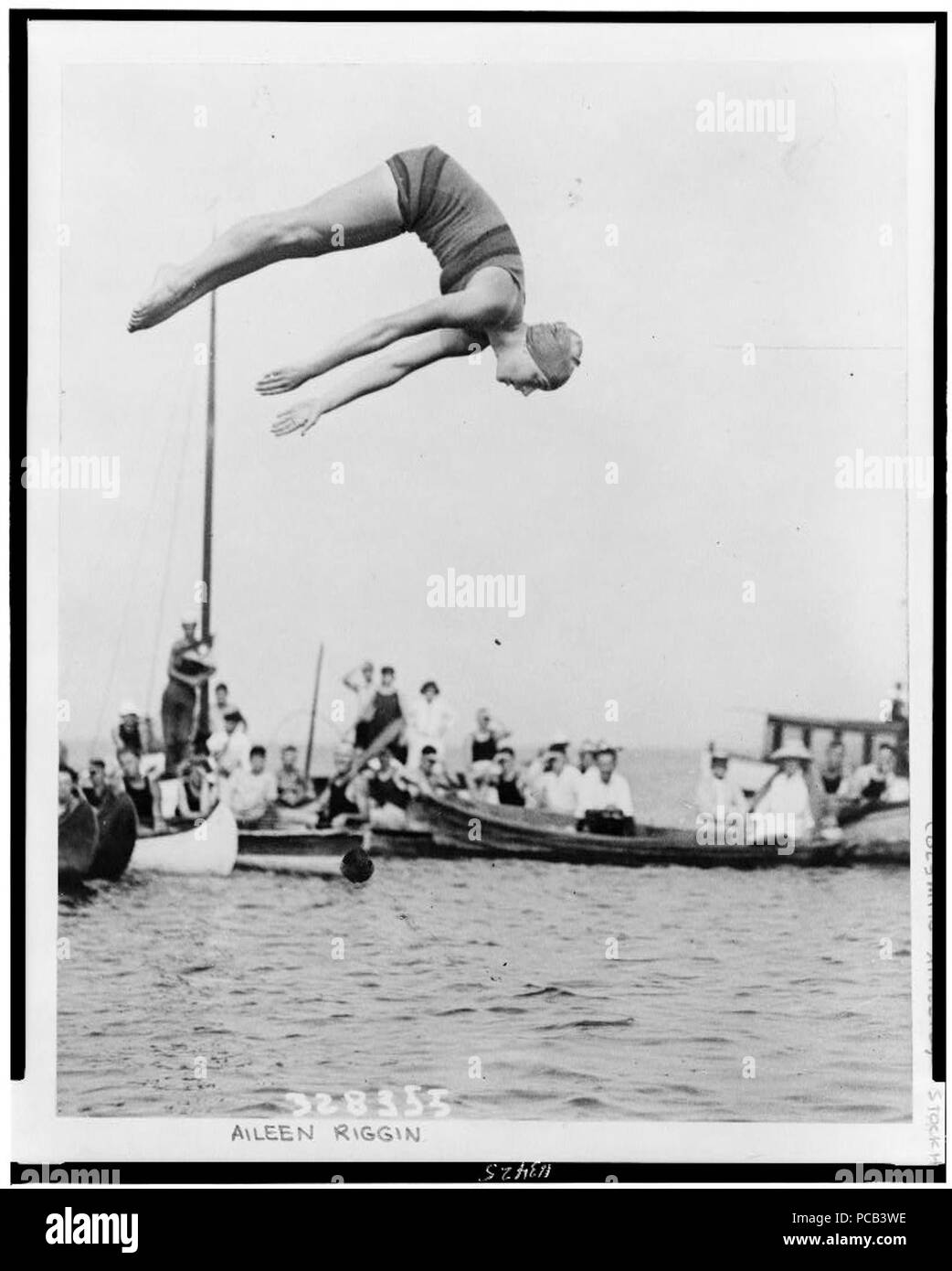 Aileen Riggin, Olympic diving champ, at aquatic carnival of the ...