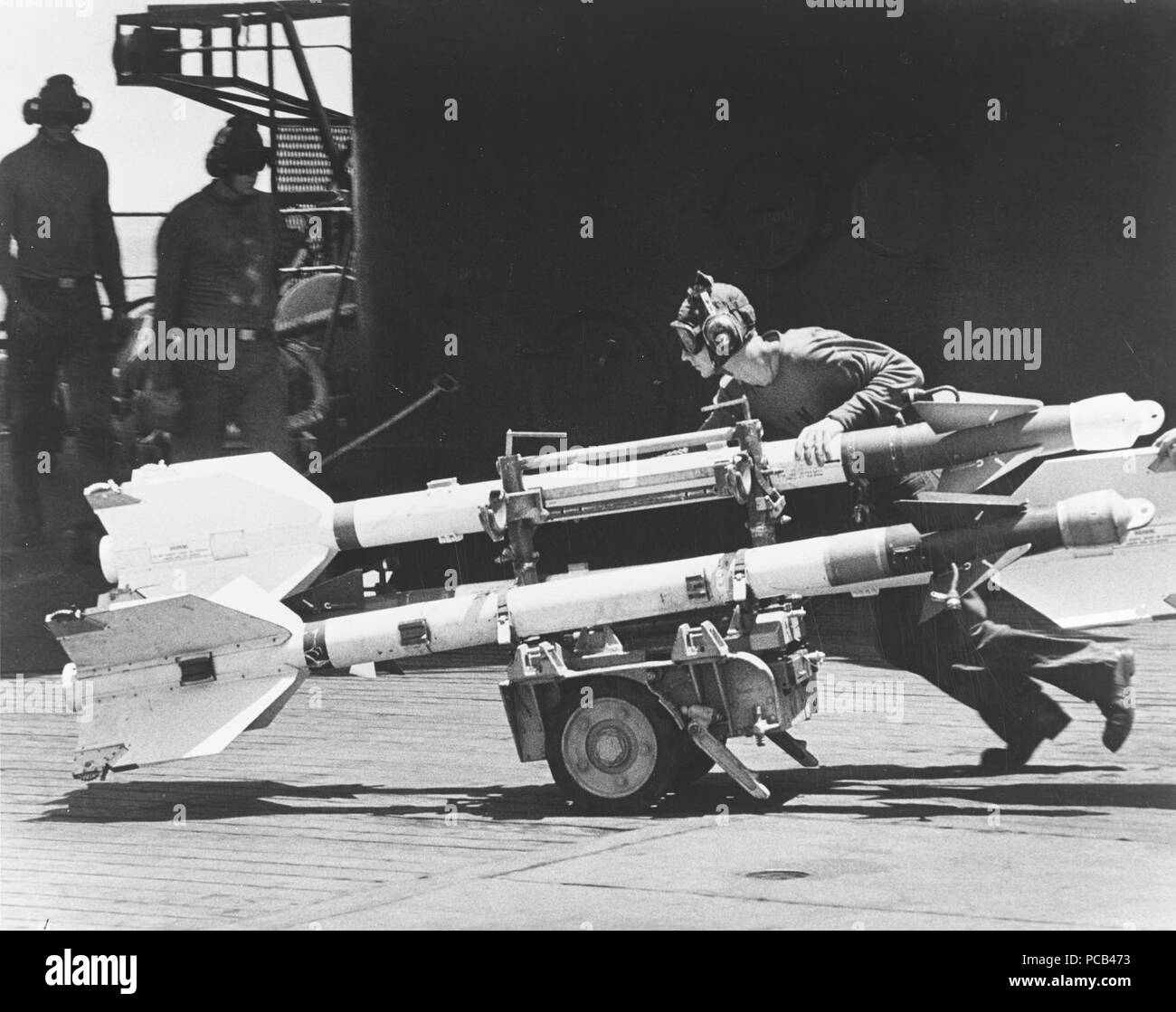 AIM-9 Sidewinder missiles on USS Hancock (CVA-19) 1967 Stock Photo - Alamy