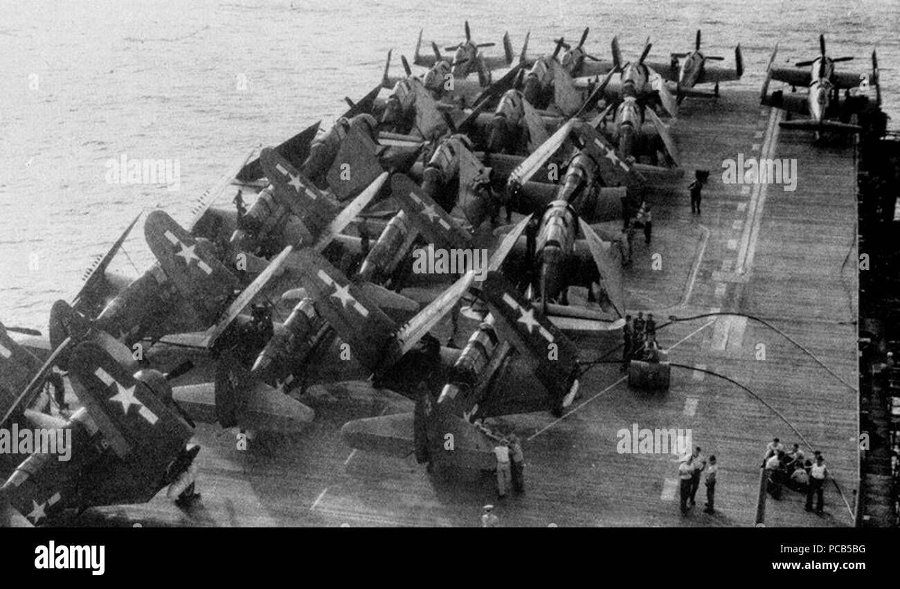 Aircraft of Carrier Air Group 18 on USS Leyte (CV-32) in 1946 Stock ...