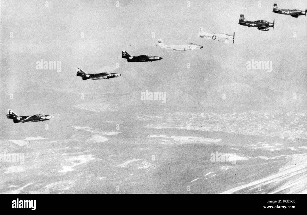 Aircraft of US Navy Air Task Group 201 in flight c1956 Stock Photo - Alamy