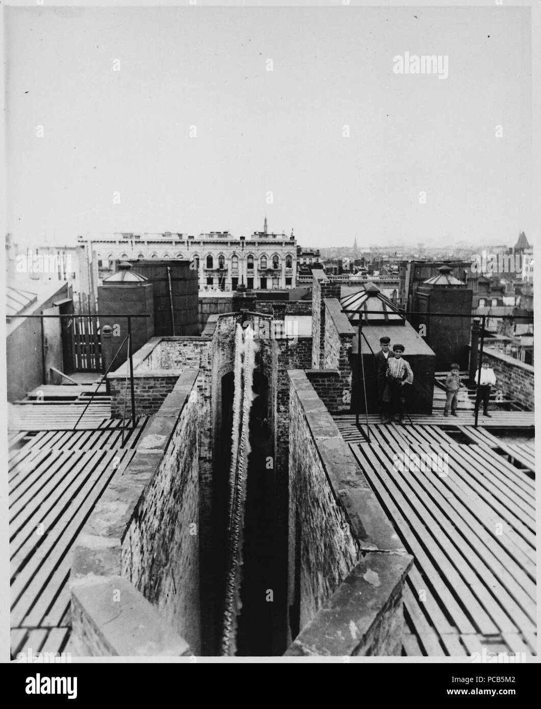 Airshaft of a dumbbell tenement, New York City, taken from the roof, ca ...