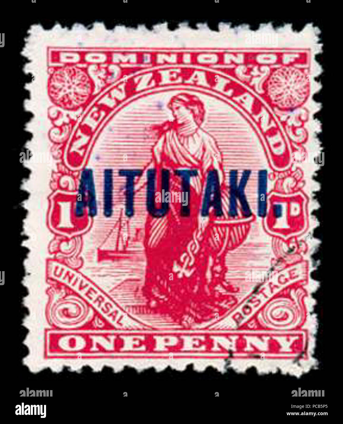 Aitutaki 1920 1p stamp Stock Photo - Alamy