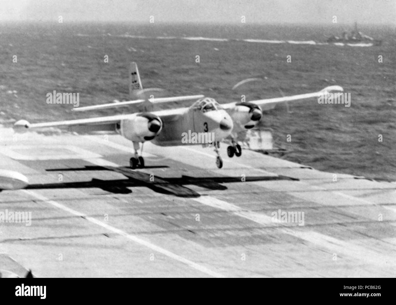 AJ-2 of VAH-6 landing on USS Hancock (CVA-19) in 1957 Stock Photo - Alamy