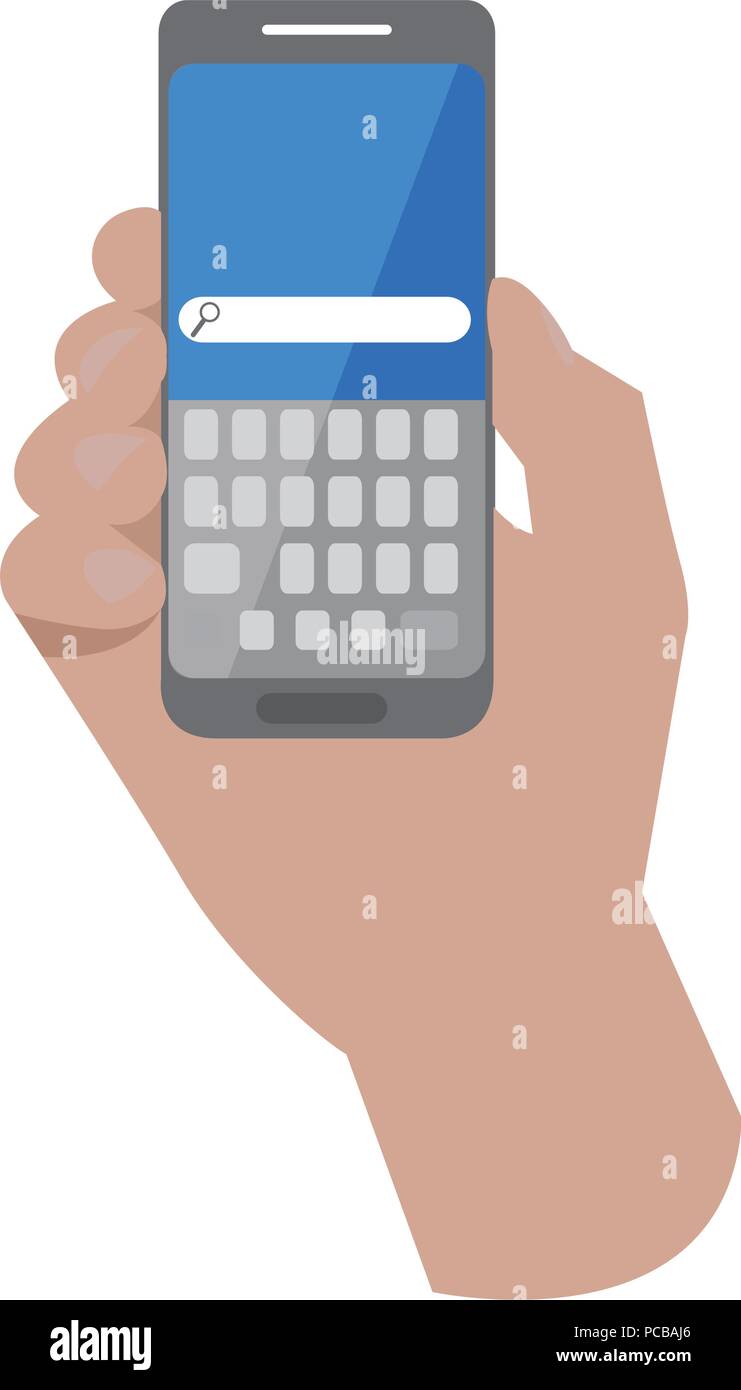 Hand holding phone search Stock Vector Images - Alamy