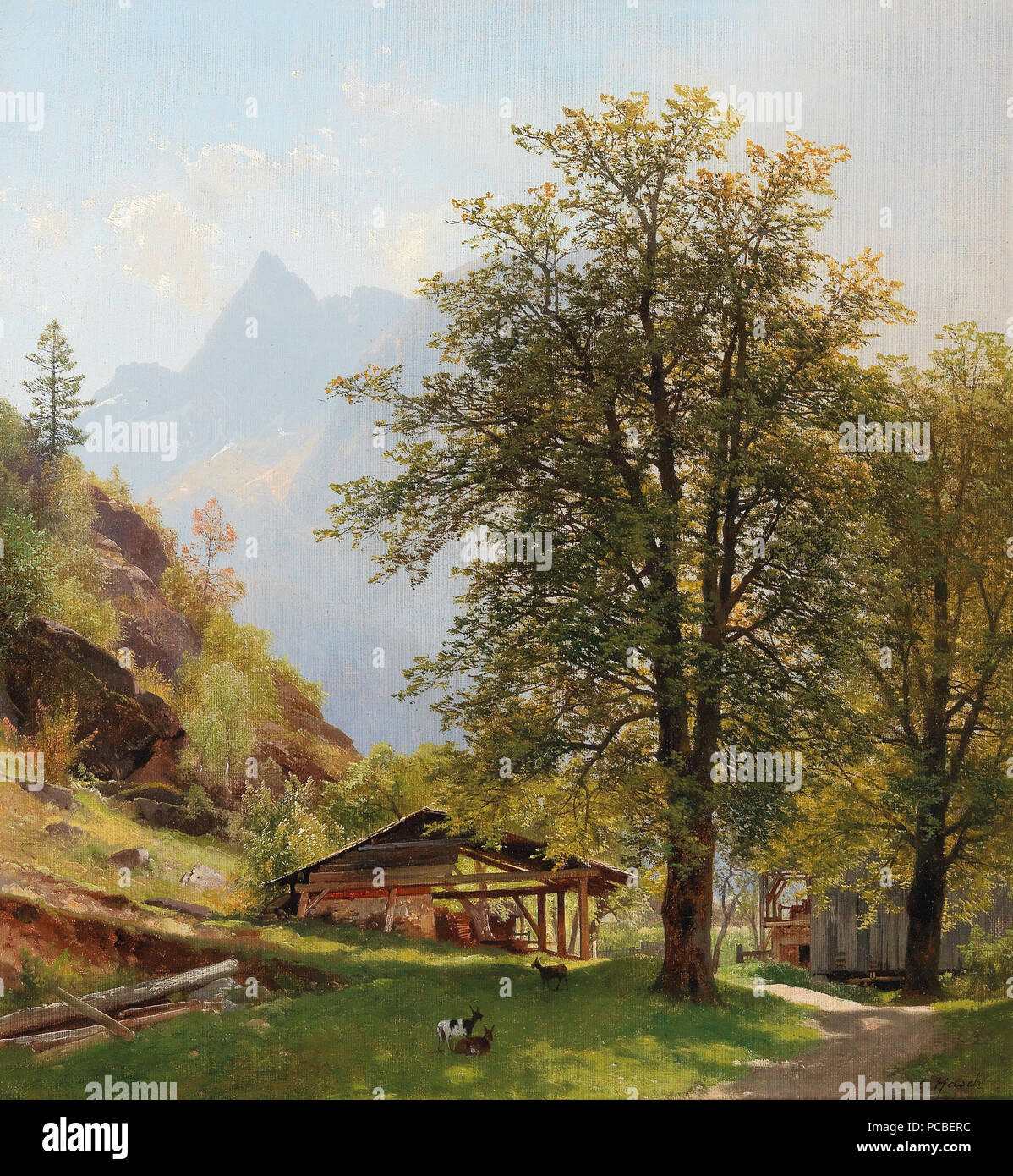 17 Carl Hasch - Landscape with Farm Buildings Stock Photo - Alamy