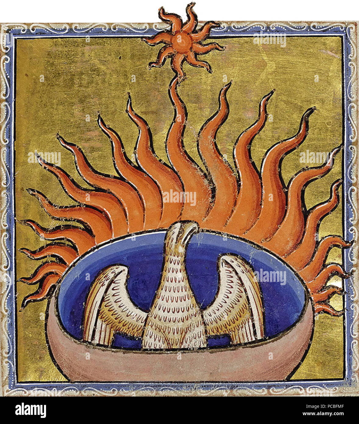 481 Phoenix detail from Aberdeen Bestiary Stock Photo - Alamy