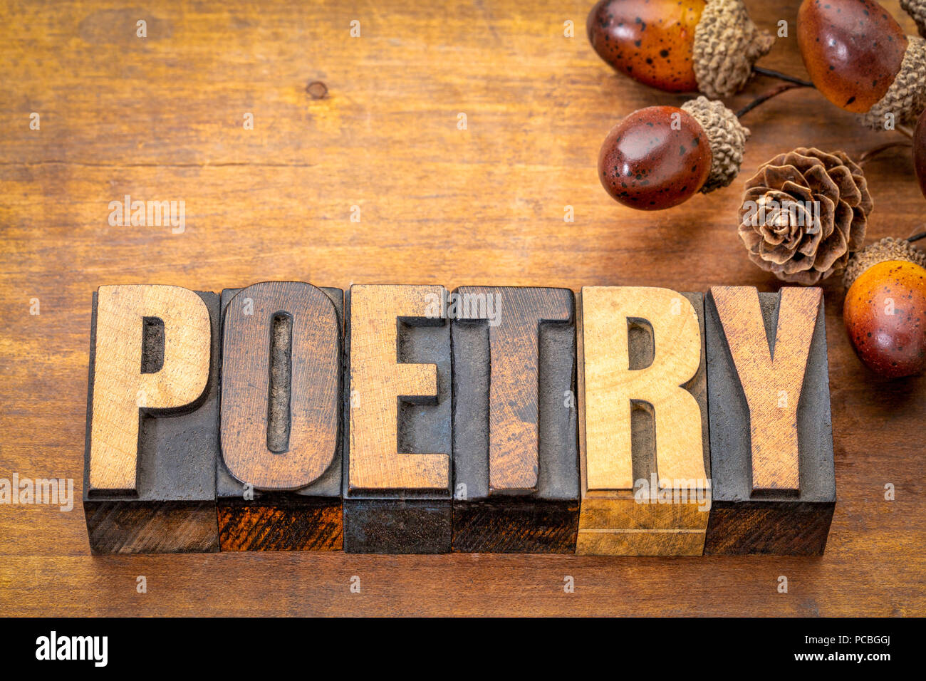 poetry word abstract- text in vintage letterpress wood type printing ...