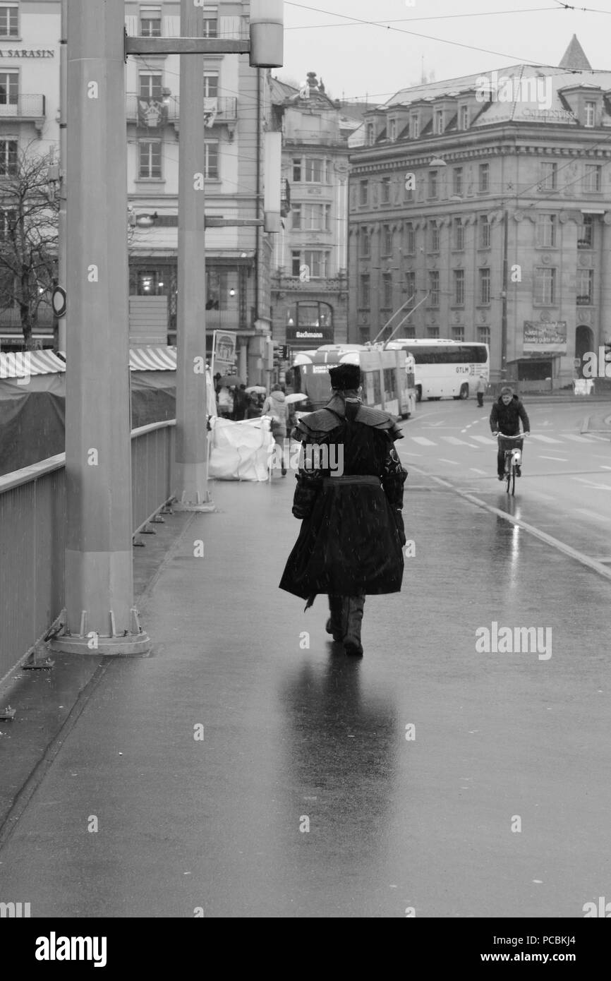 Man walk on street Black and White Stock Photos & Images - Alamy