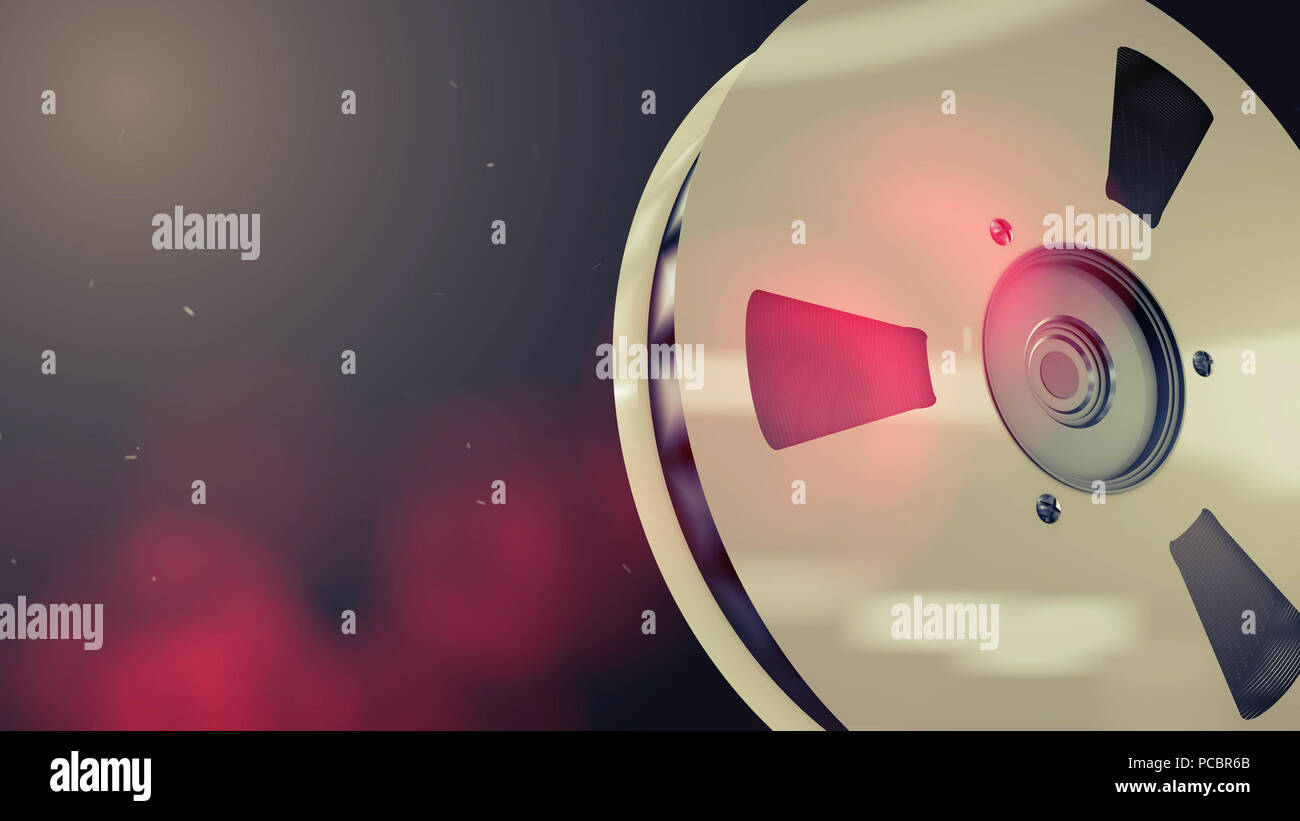 An exciting 3d illustration of a vintage reel placed in profile with ...