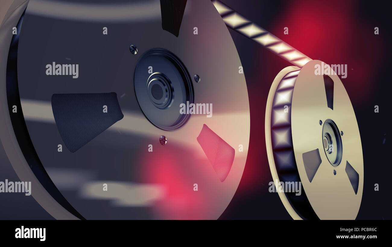 An amazing 3d illustration of two vintage reels put in profile with ...