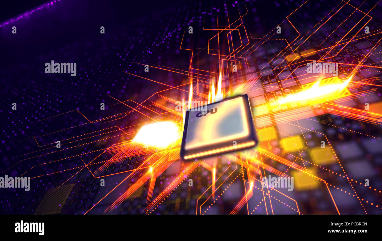 an-arty-3d-illustration-of-a-grey-cpu-microprocessor-with-plasma-arc