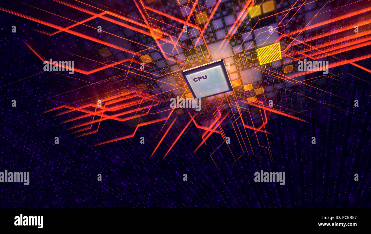 An advanced 3d illustration of a grey CPU device put diagonally in the ...