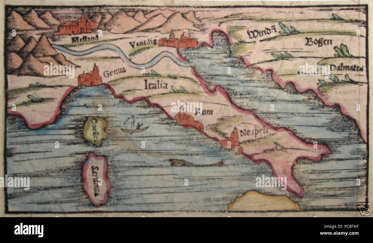 36 Map of Italy(1588) south east Stock Photo - Alamy