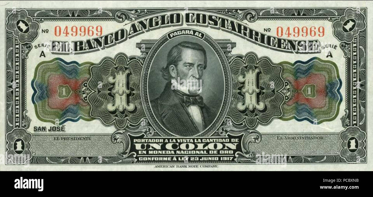 50 Povedano - Gallegos billeteBAncloCR 1 colon Stock Photo - Alamy