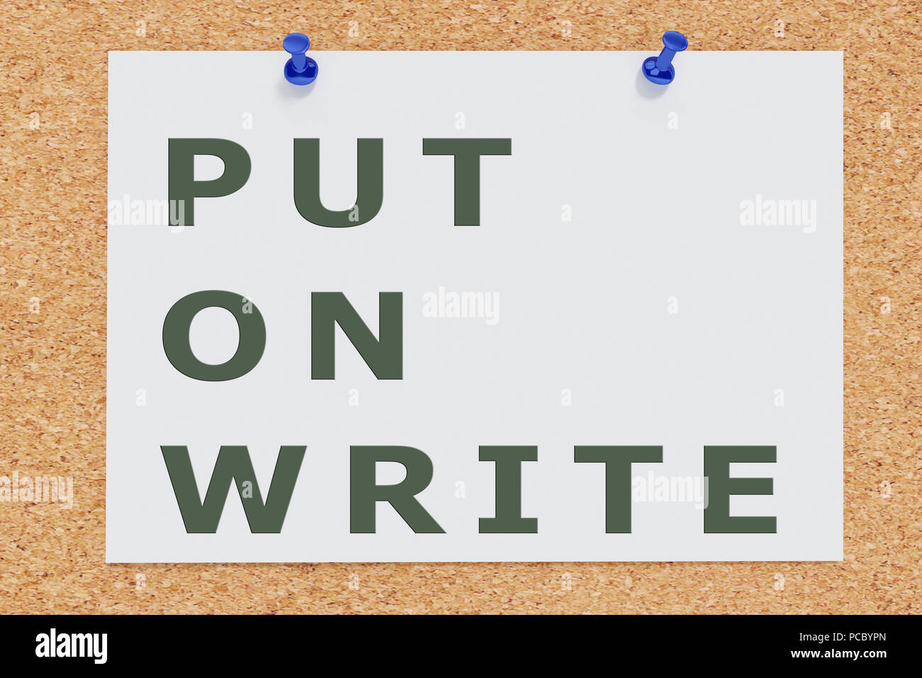 3D illustration of PUT ON WRITE on cork board Stock Photo - Alamy