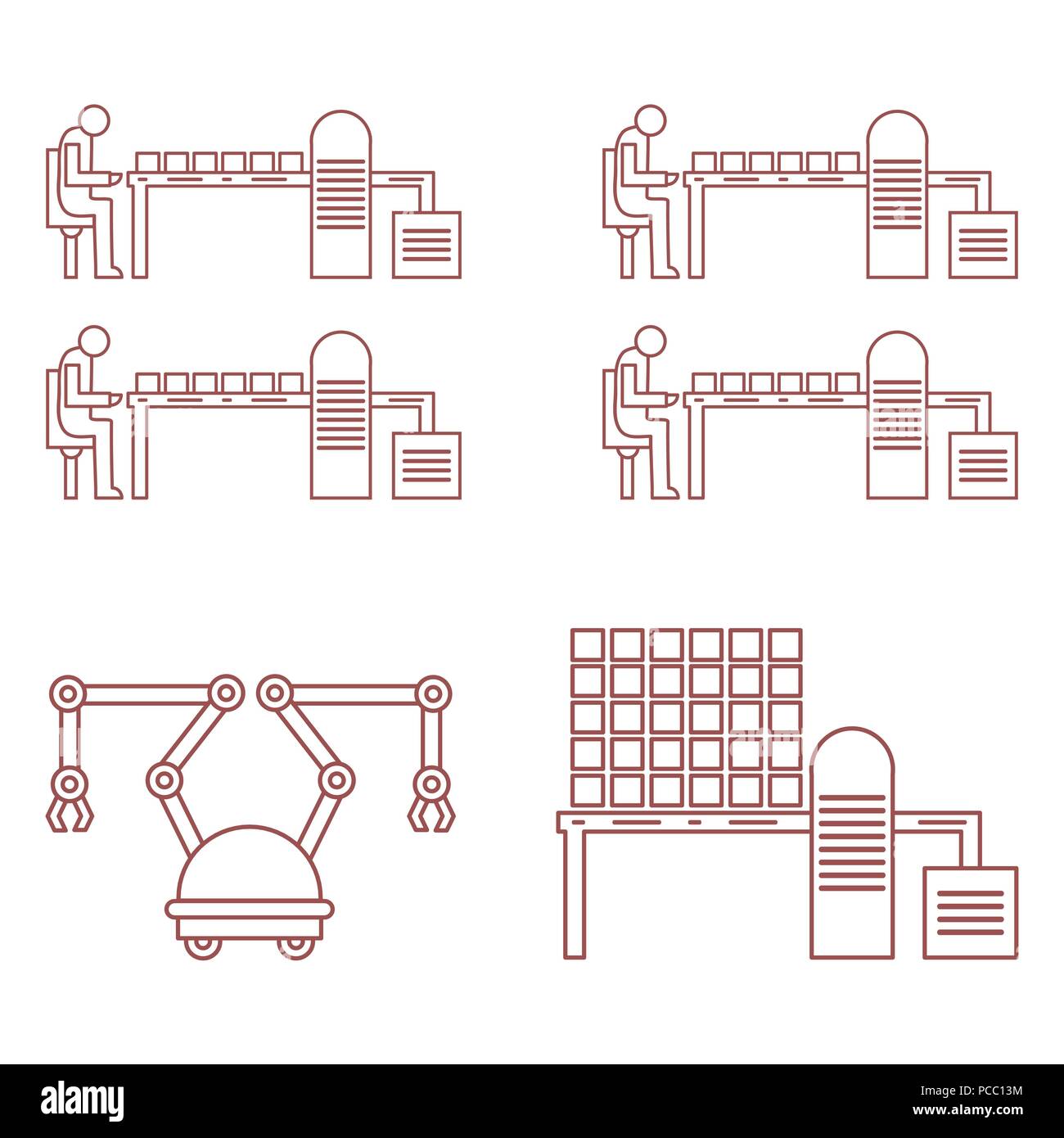 Smart automatic robotic production line. Replacement of people with ...
