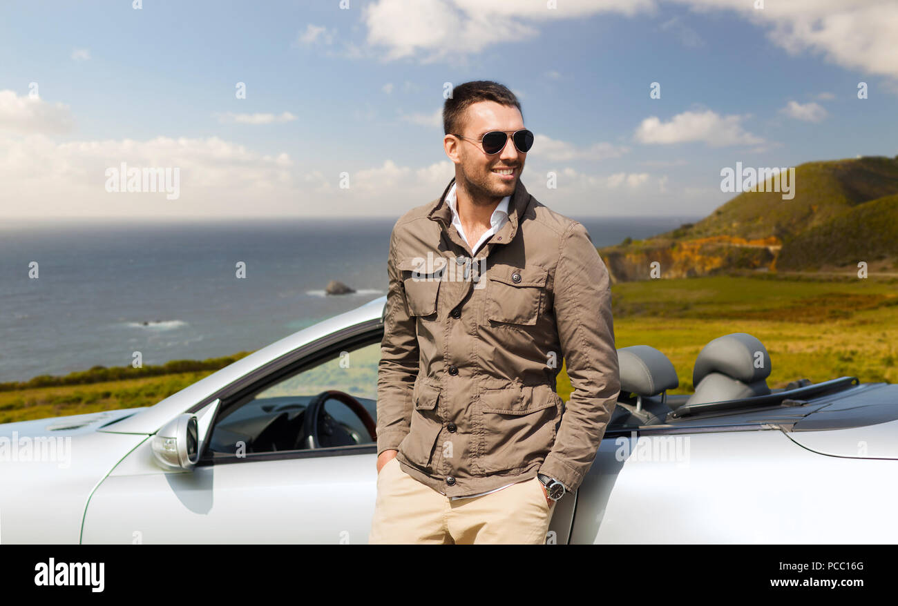 happy man near convertible car outdoors Stock Photo - Alamy