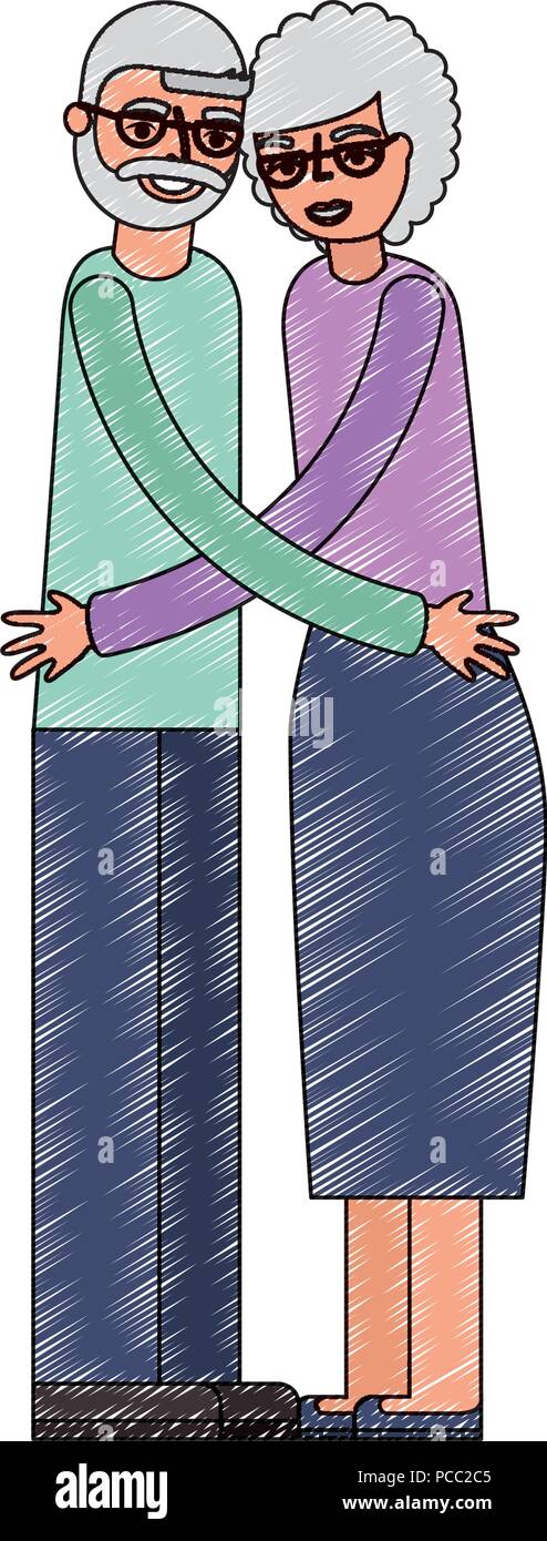 grandparents grandpa and grandma hugging vector illustration Stock ...