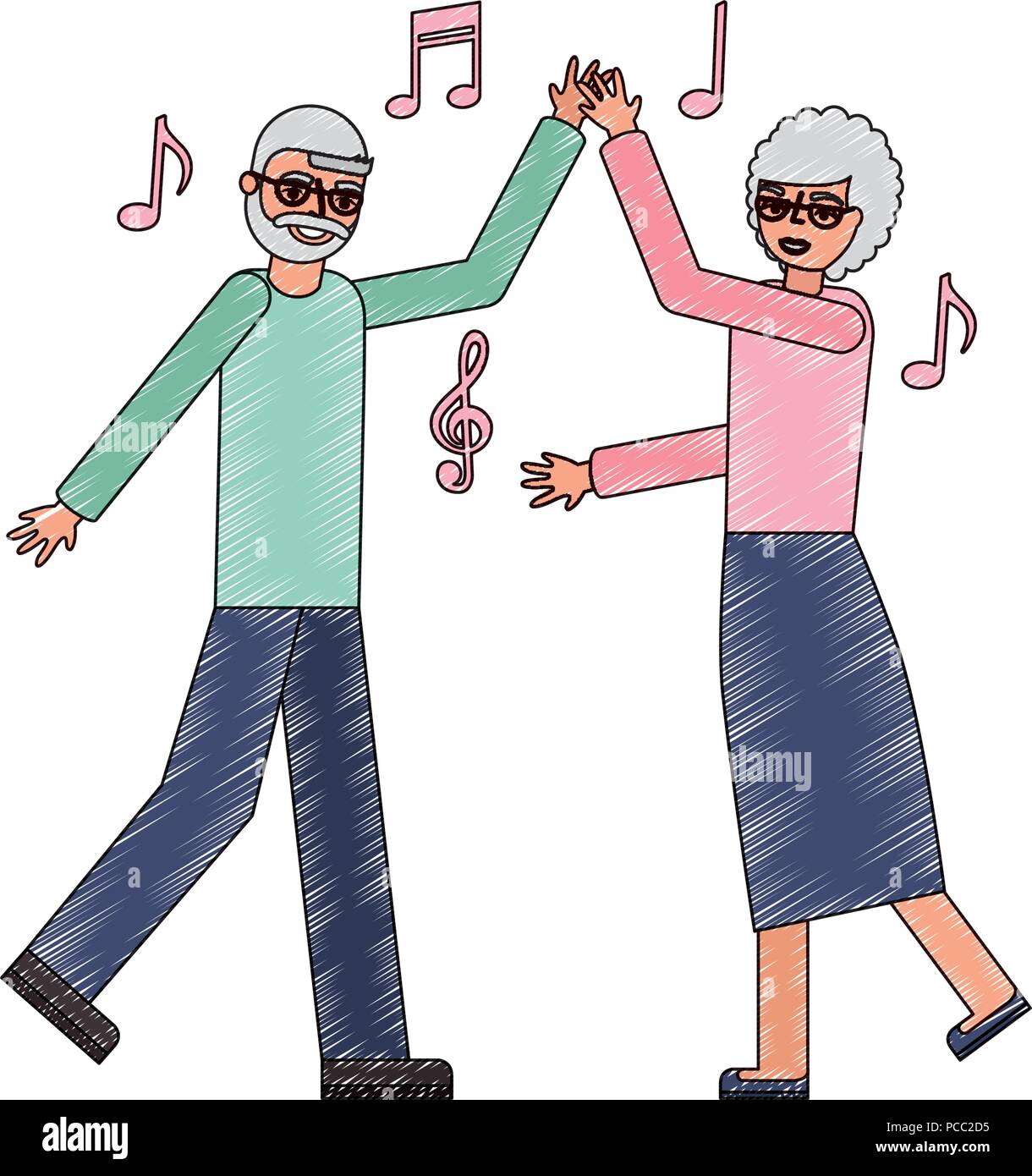 dancing grandpa and grandma happiness vector illustration Stock Vector ...