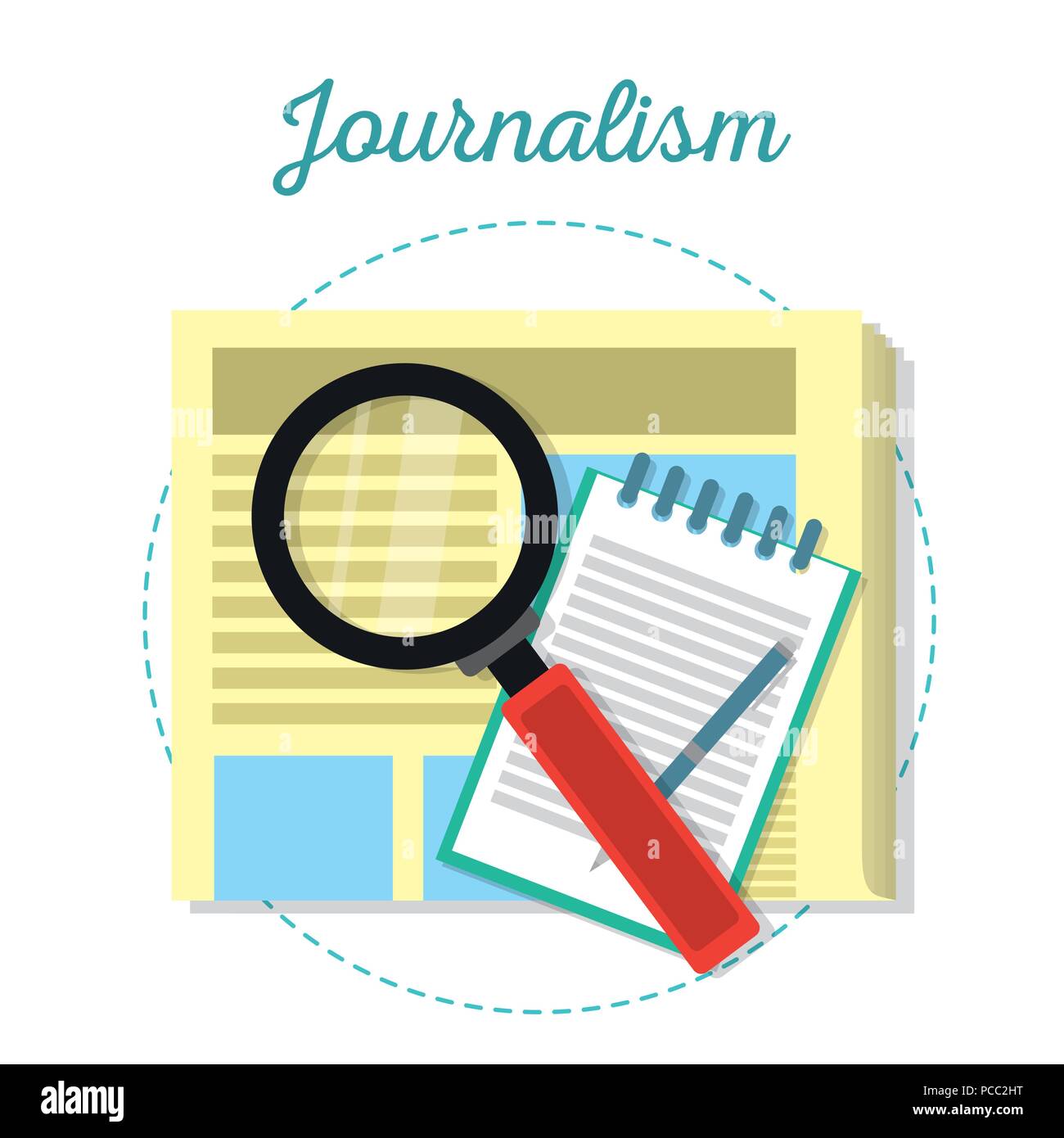 Computer magnifying glass newspaper Stock Vector Images - Alamy