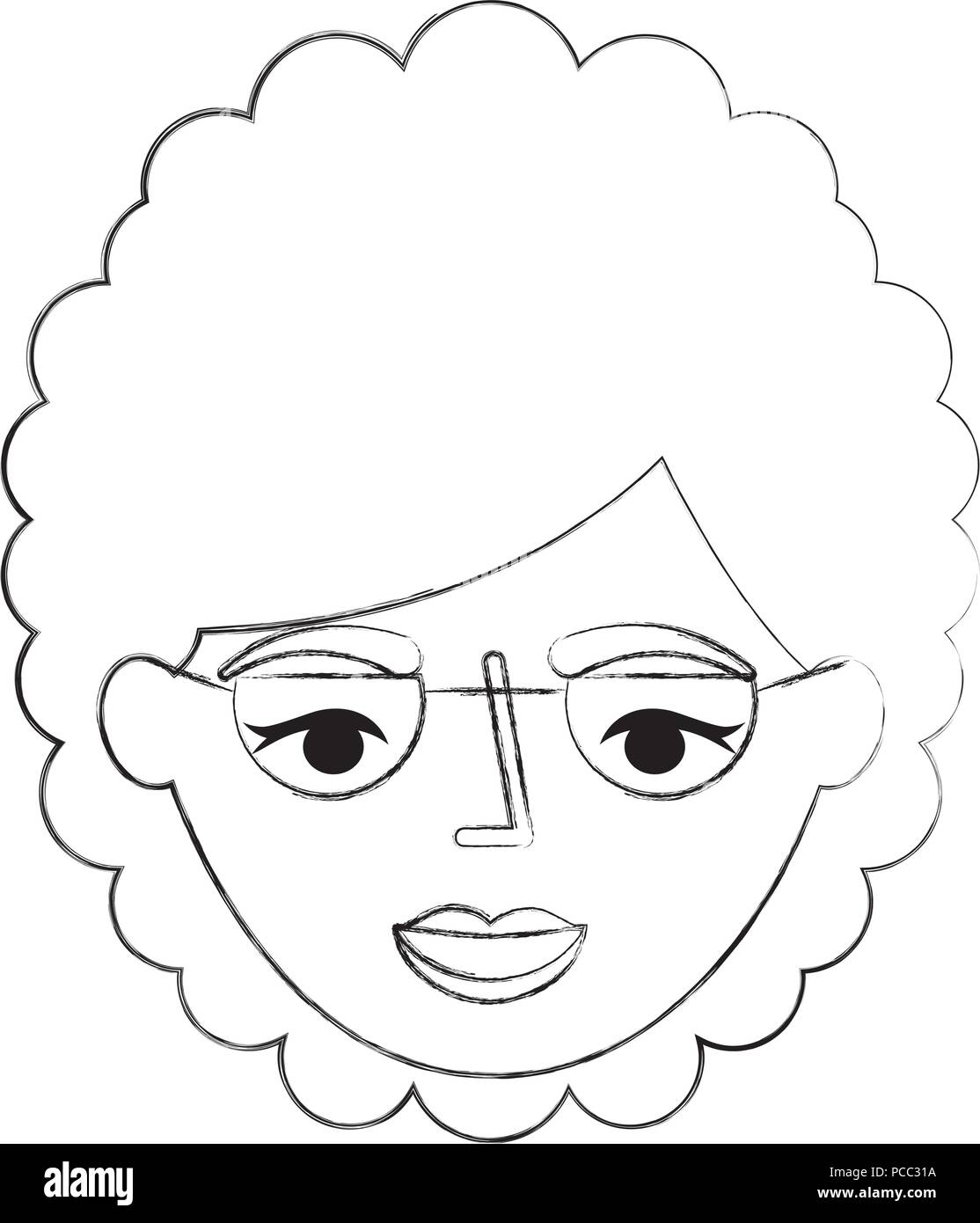 grandmother face with glasses character vector illustration Stock ...