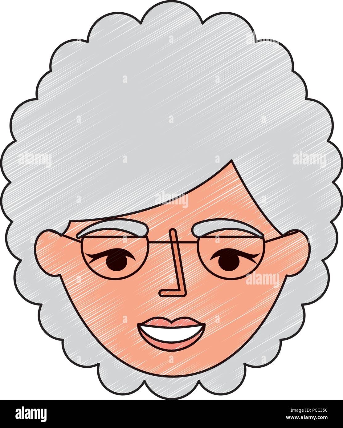 grandmother face with glasses character vector illustration Stock ...