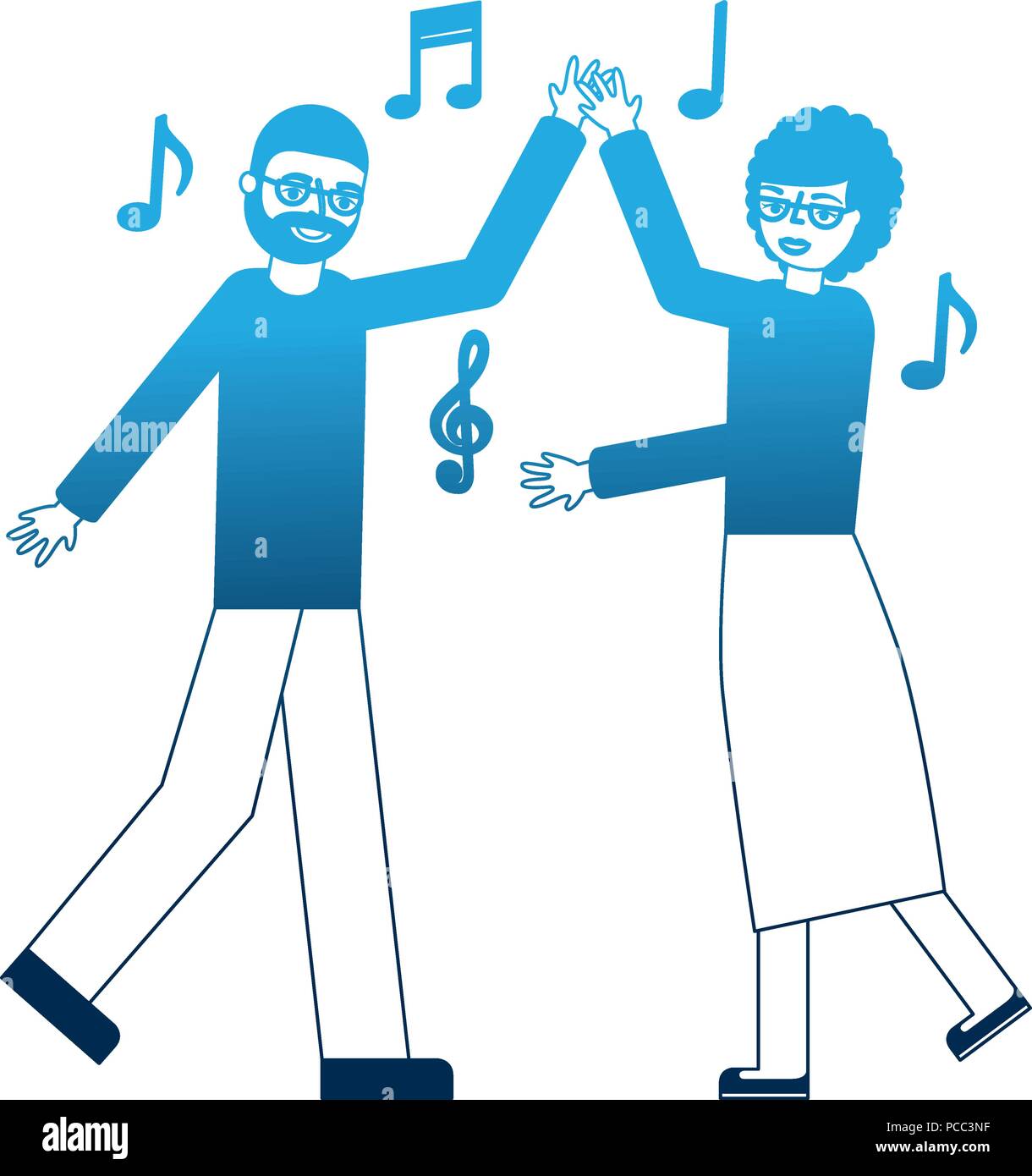 dancing grandpa and grandma happiness vector illustration Stock Vector ...