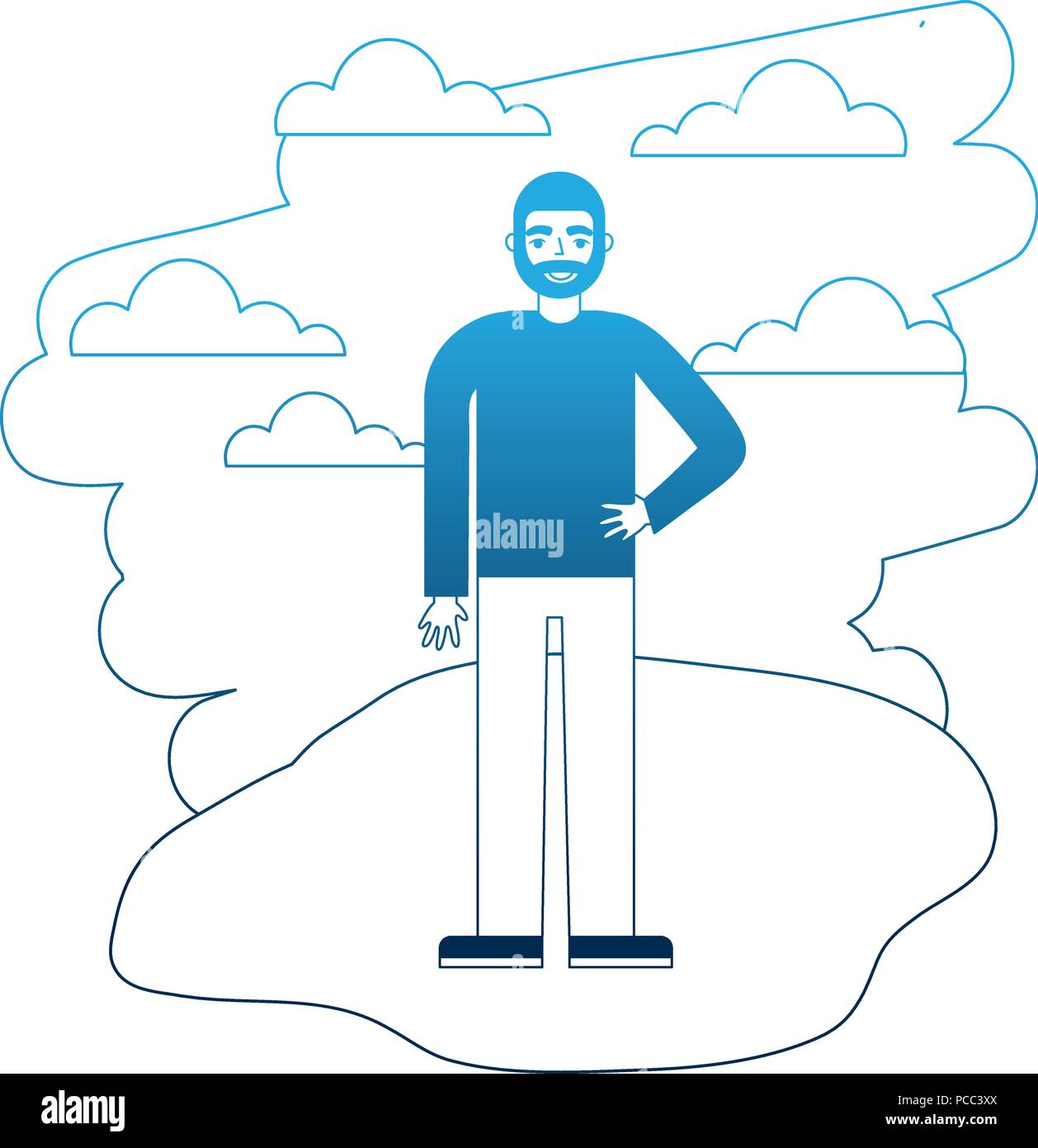 grandfather standing outdoors natural image vector illustration Stock ...