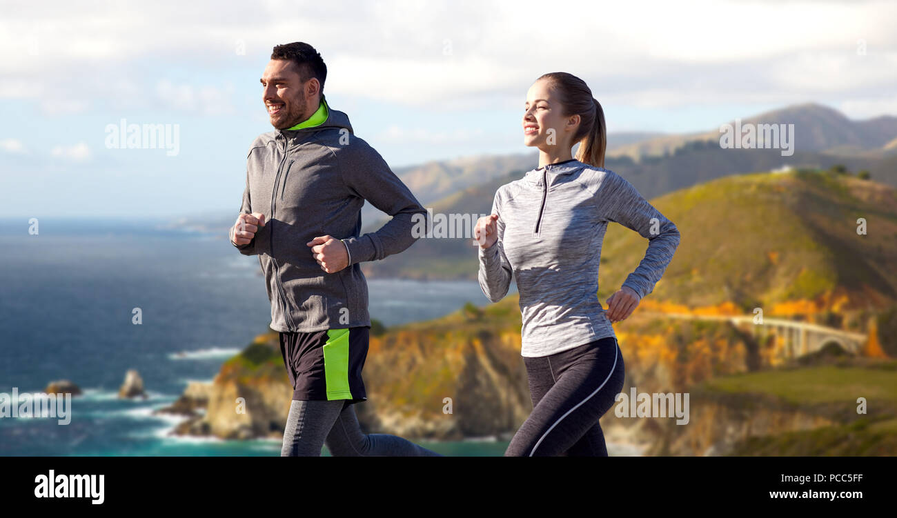 Man woman running hill hi-res stock photography and images - Alamy
