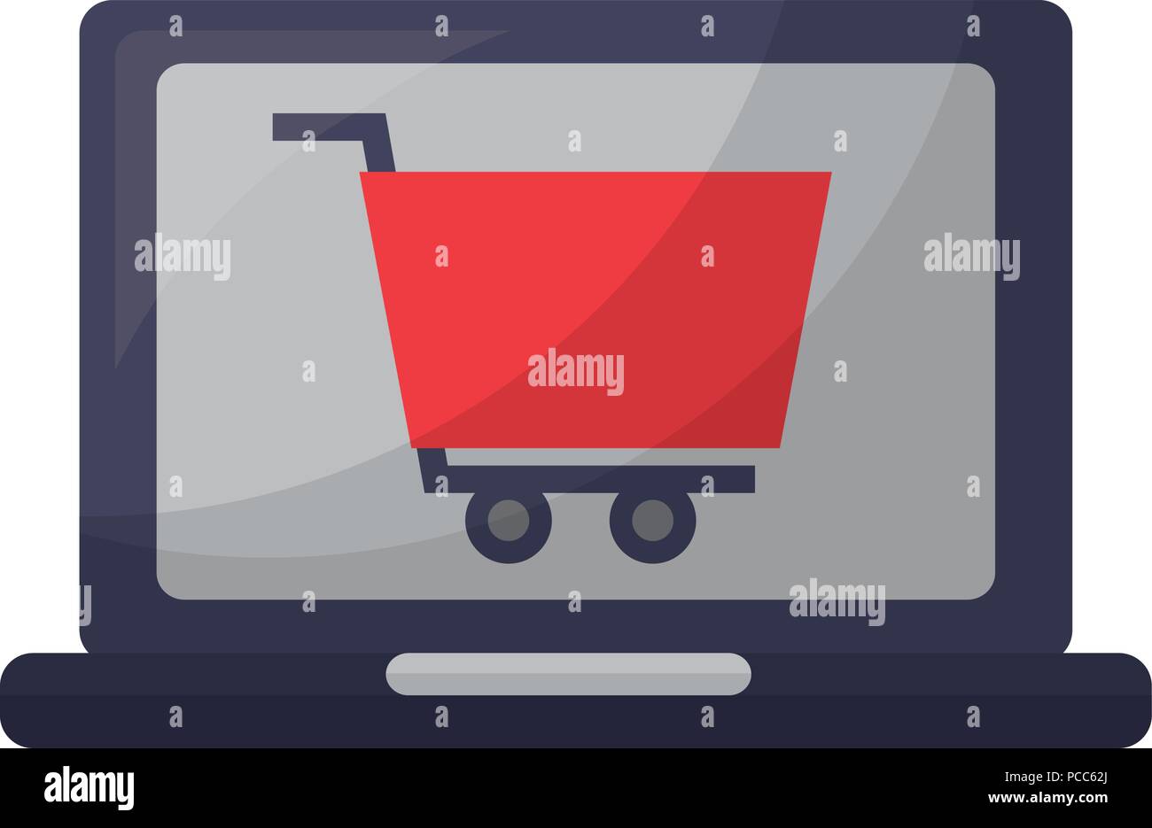 laptop computer with shopping cart vector illustration design Stock ...